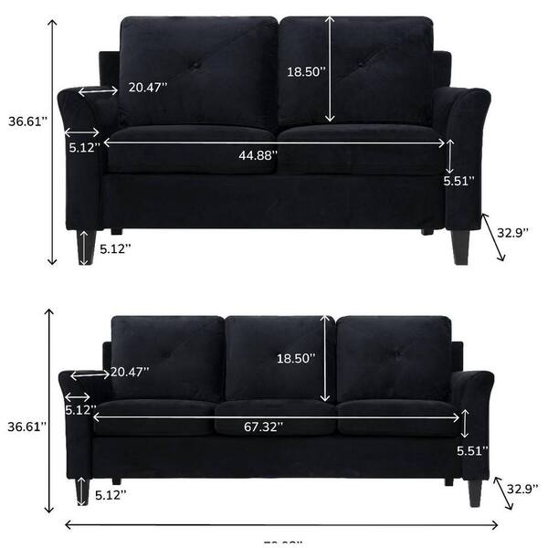HOMESTOCK 79.92 in. Button Tufted Square Arm Microfiber HOMESTOCK 79.92 in. Button Tufted Square Arm Microfiber