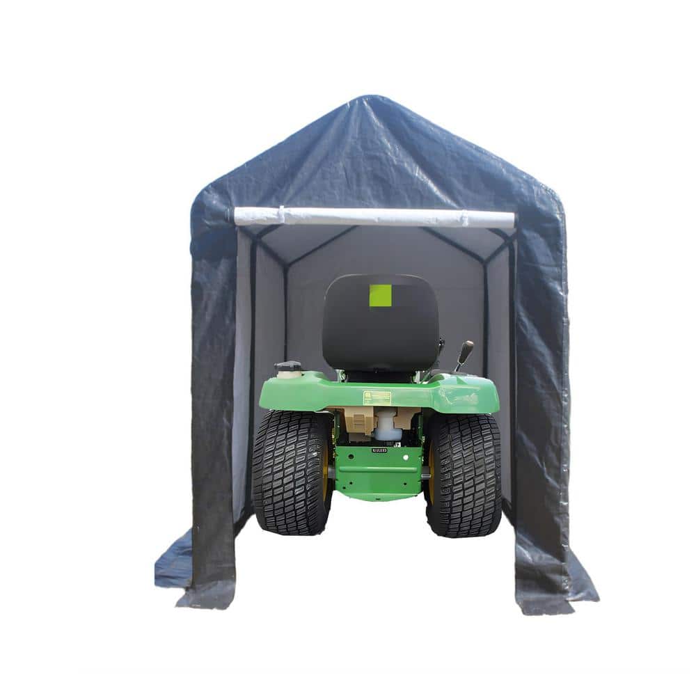 ToolCat 6 ft. x 8 ft. Heavy-Duty Outdoor Storage Shed Garage for Motorcyle, Bike, Garden Tools ...