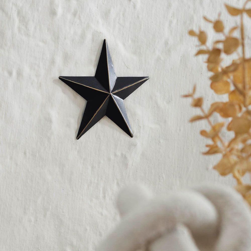 VHC BRANDS 1-Piece 4 in. x 4 in. Black Distressed Metal Star Wall Decor ...