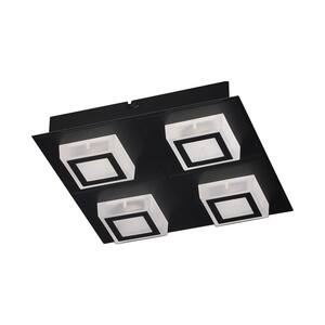 Eglo Masiano 1 10.63 in. 4-Light Black LED Semi-Flush Mount with White ...