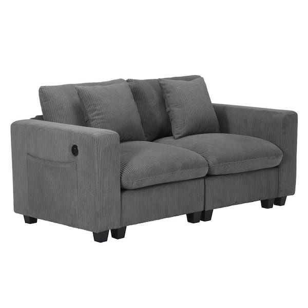 WESTINFURNITURE Hamilton Corduroy Upholstered Square Arm Modular ...