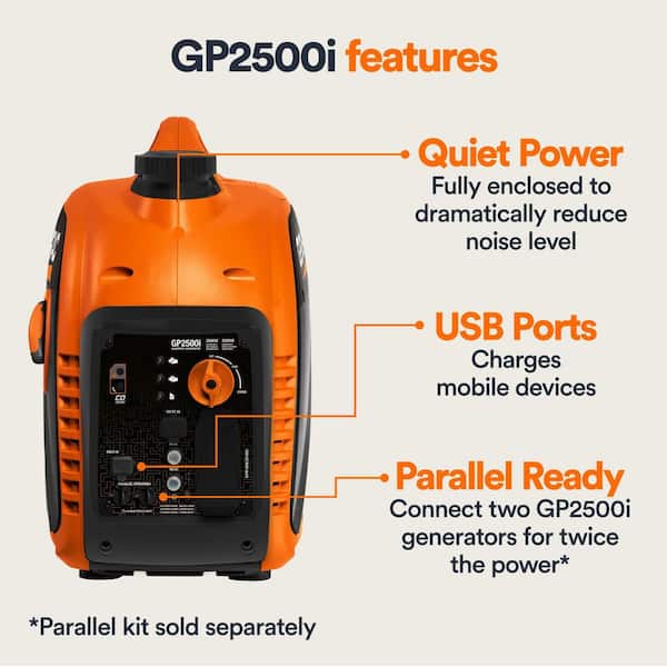 Generac 2500 Watt Recoil Start Gasoline Portable Generator Inverter w ...