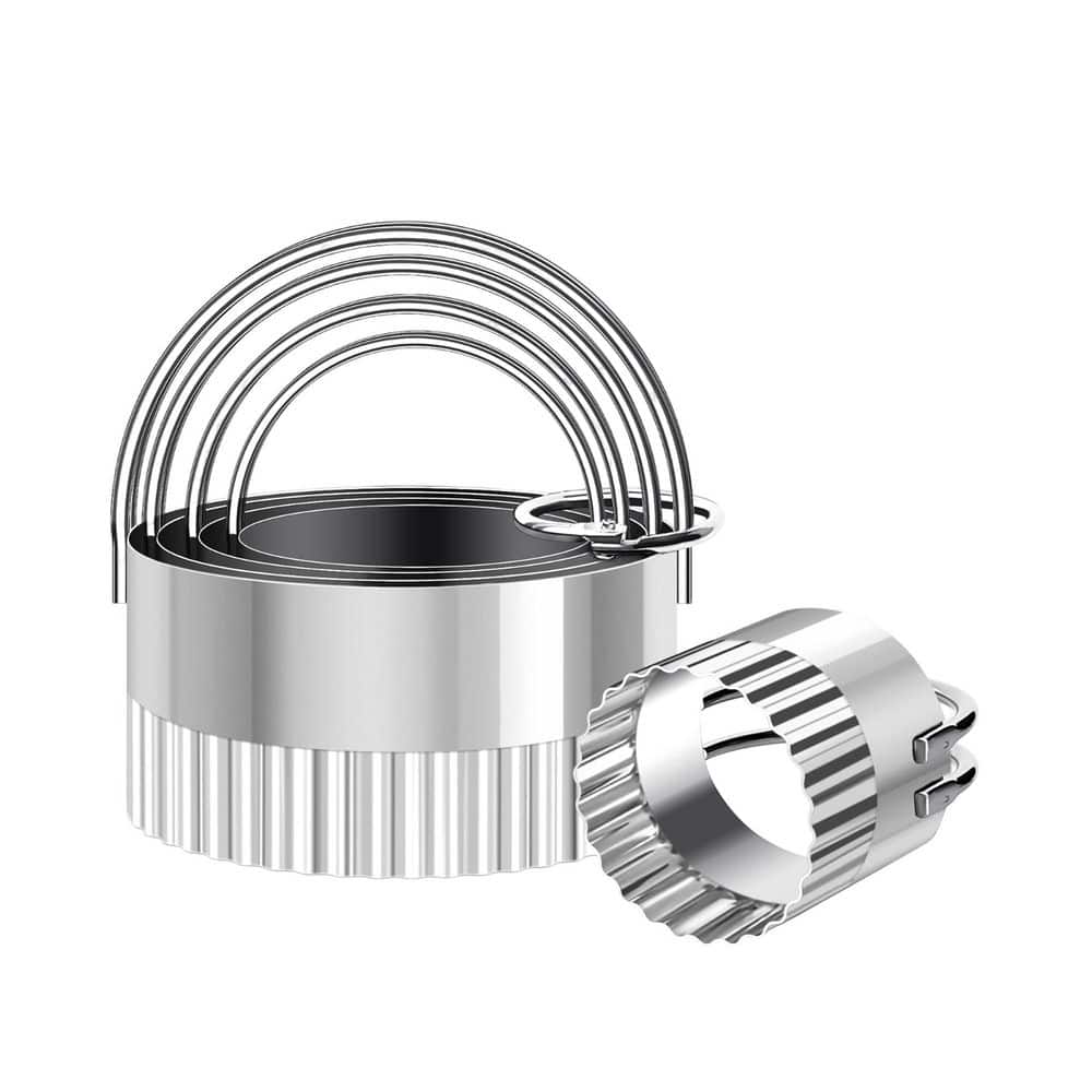 5-Piece Round Biscuit Cutters with Handle, Stainless Steel Circle ...