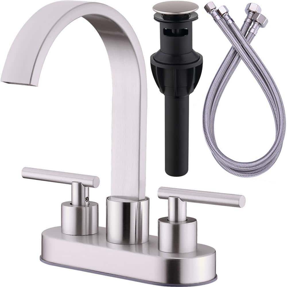 TRUSTMI 4 in. Centerset 2 Handle Bathroom Faucet Waterfall Basin Sink ...