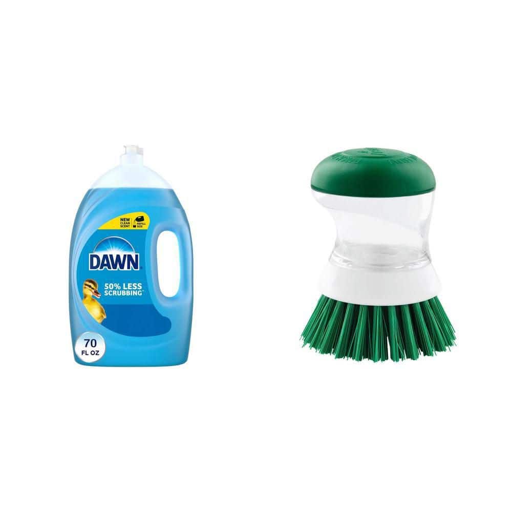 Ultra 70 oz. Original Scent Dish Soap and Dishwashing Palm Scrub Brush ...
