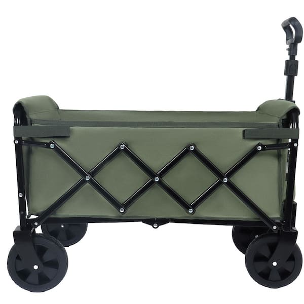 Flynama 4 cu. ft. 225 lbs. Steel Garden Cart in Army Green, Expandable ...