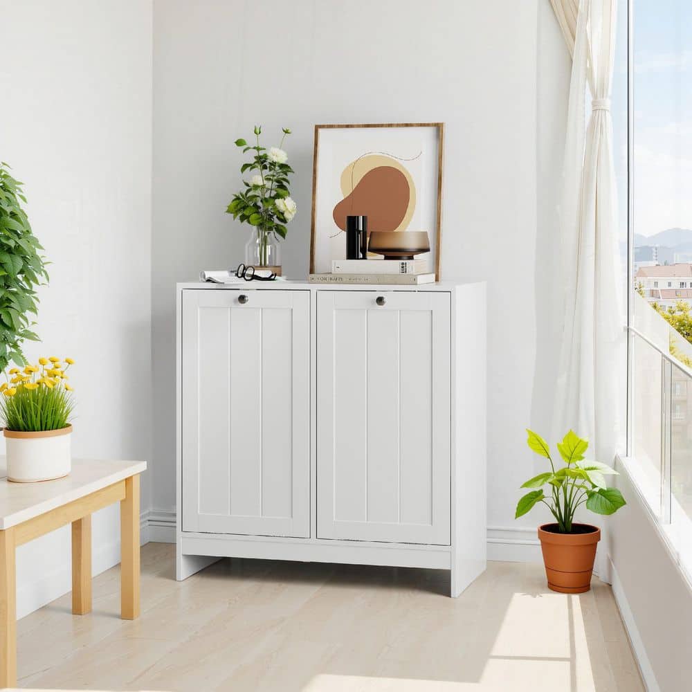 Noble House Odette White Wood Modern Rectangle Laundry Room Hamper with ...