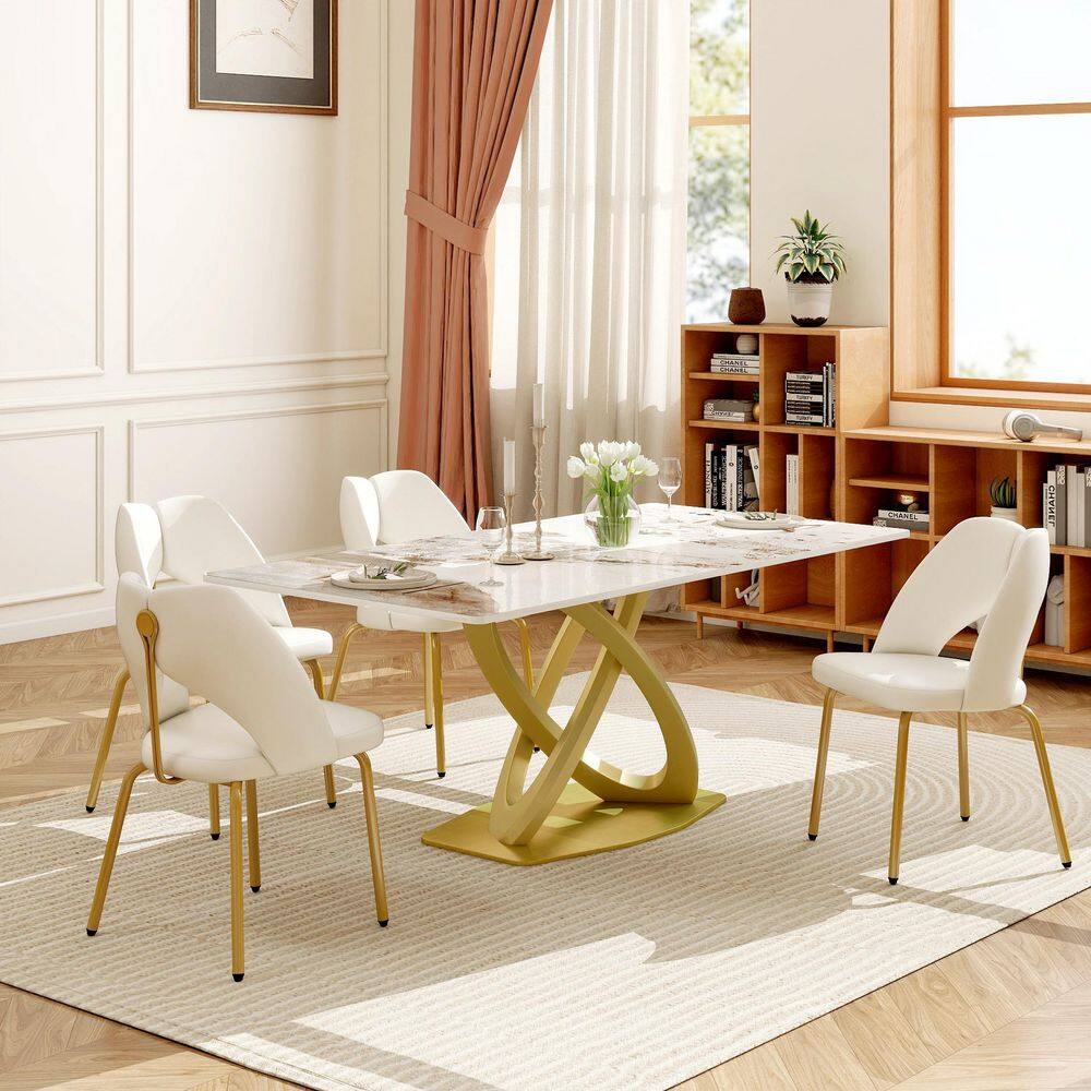 Magic Home 70.84 in. Pandora Sintered Stone Tabletop Gold Cross ...