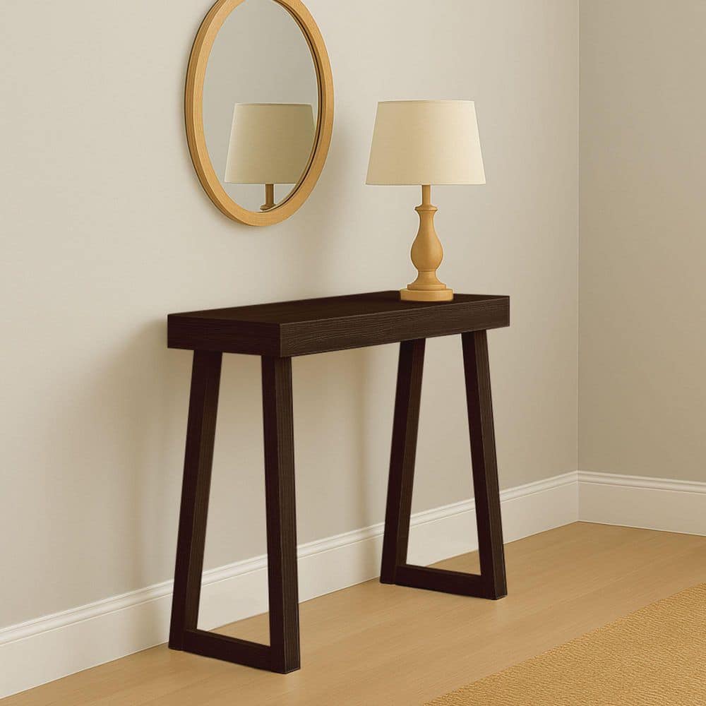 Classic 46 in. Walnut Rectangle Solid Wood Console Table N230141-008 ...