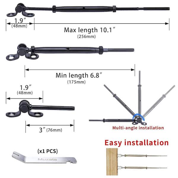 Afoxsos 20 Pairs 1/8 Black Cable Railing Hardware Kit Swage Toggle ...