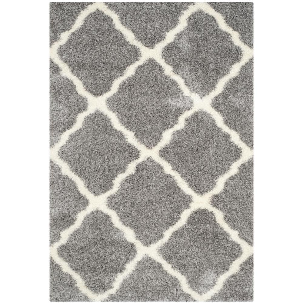 SAFAVIEH Montreal Shag Gray/Ivory 4 ft. x 6 ft. Geometric Area Rug ...