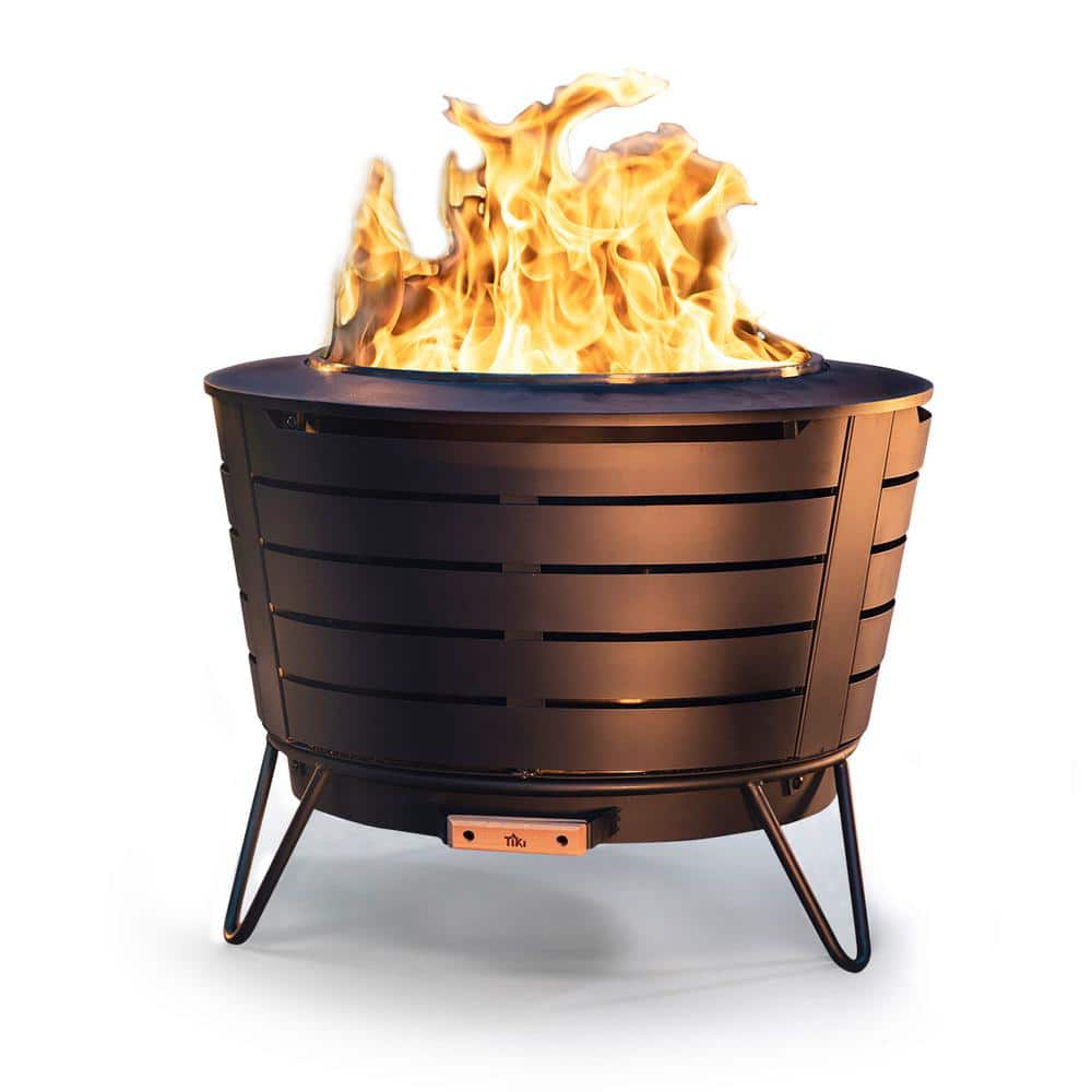 Tiki 25 In Black Metal Patio Fire Pit Ex Tremes