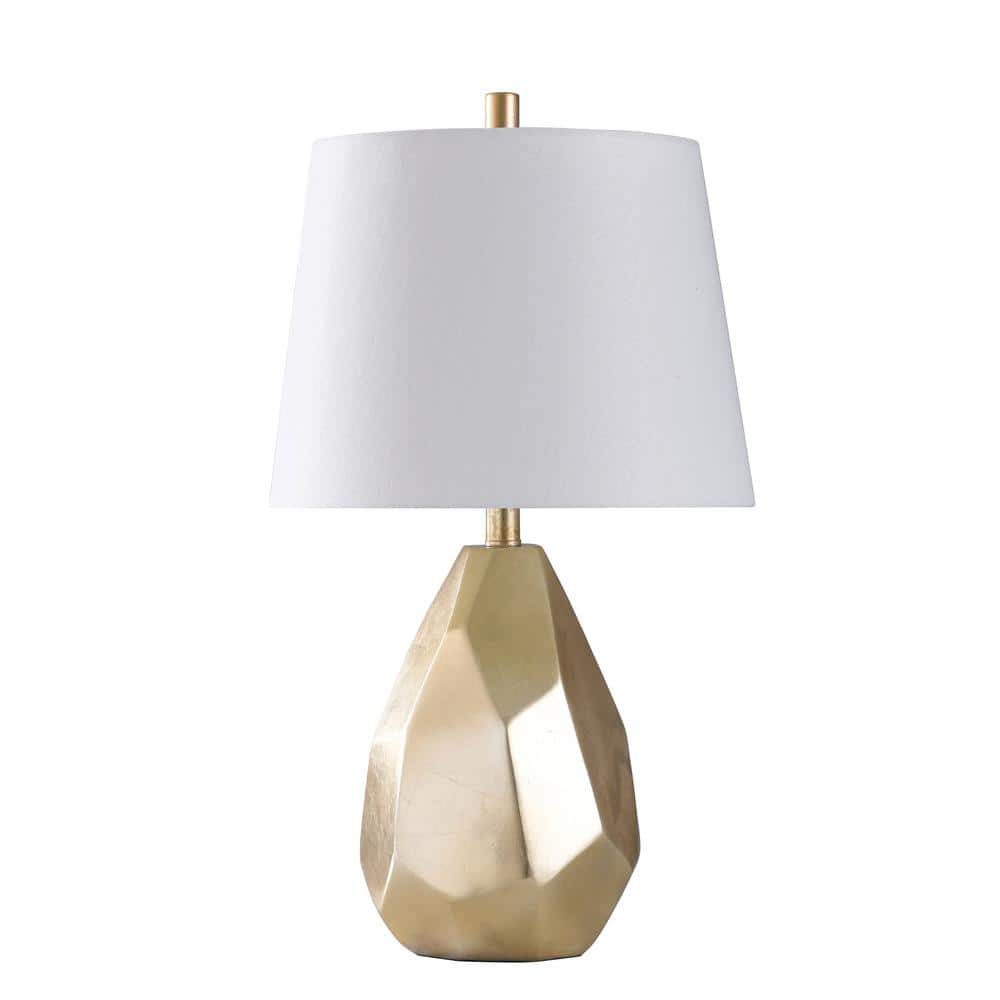 StyleCraft 25 in. Gold Table Lamp with Brussels Off White Hardback ...