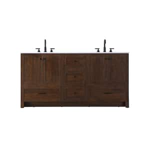 TIMELESS HOME 54 in. Double Sink Expresso Bath Vanity with White ...