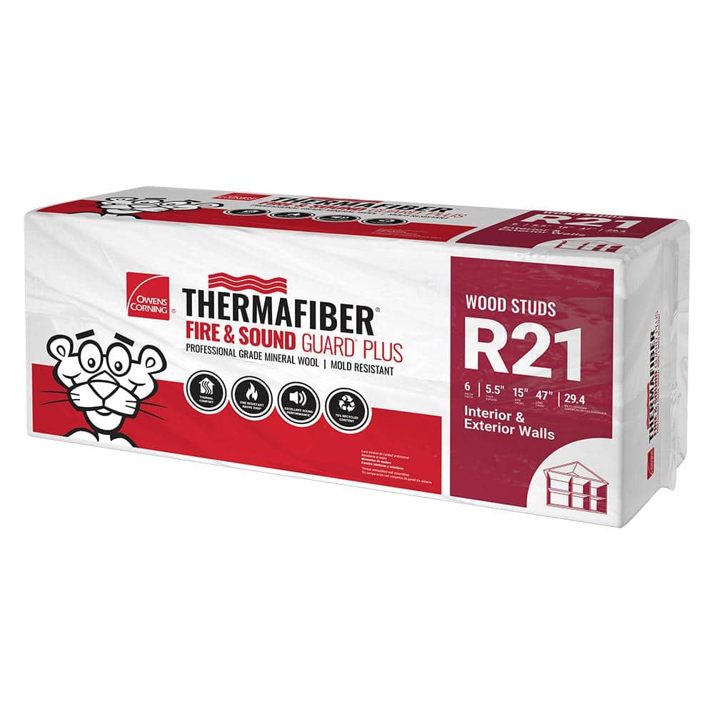 Owens Corning 15 in. x 47 in. R21 Thermafiber Fire and Sound Guard Plus ...