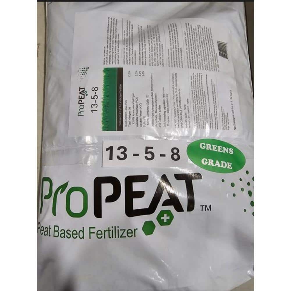 PROPEAT 25 lbs. 5,445 sq. ft. Dry Lawn Fertilizer (13-5-8 Greens Grade ...