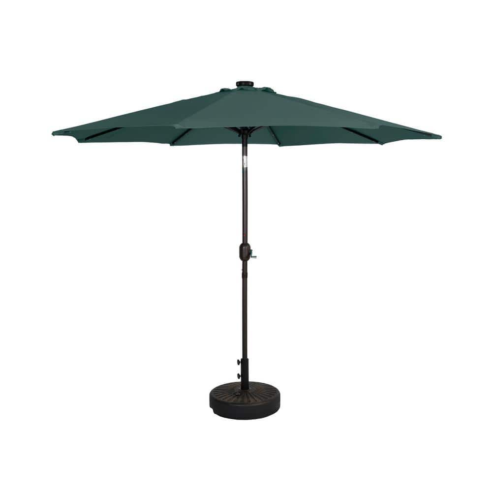 WESTIN OUTDOOR Marina 9 ft. Patio Solar LED Market Umbrella with Bronze ...