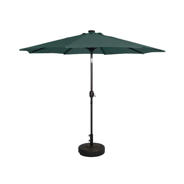 WESTIN OUTDOOR Marina 9 ft. Patio Solar LED Market Umbrella with Bronze ...