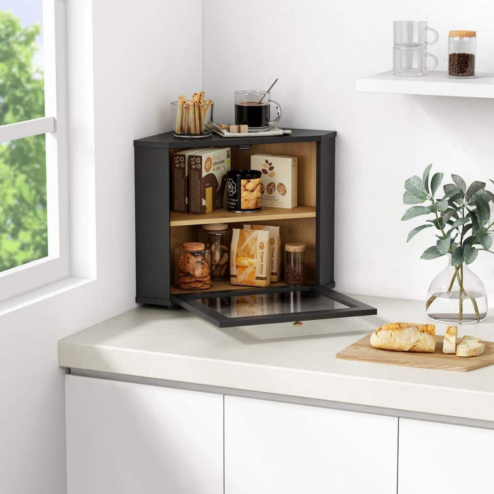 Wudkey Corner Bread Box for Kitchen Countertop, Bread Storage Container ...