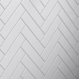 CRUZ BAY STUDIO 2in. x8in. Misty Grey Gloss Glass Subway Tile Sample ...