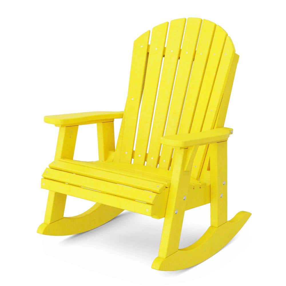 Wildridge Heritage Lemon Yellow Plastic Adirondack Outdoor Rocking ...