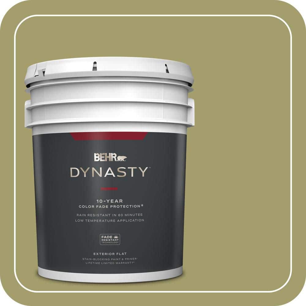 BEHR DYNASTY 5 gal. #S340-5 Farm Fresh Flat Exterior Stain-Blocking ...