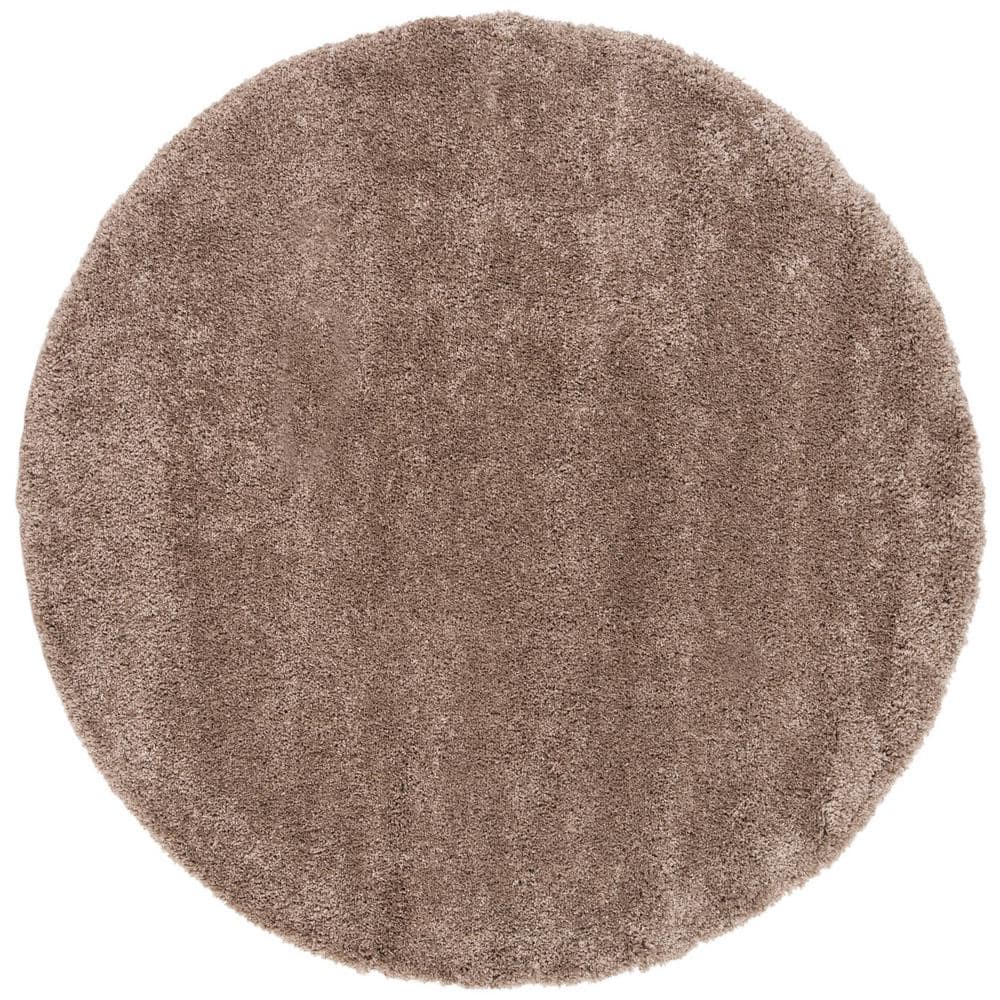 SAFAVIEH Royal Shag Brown 7 ft. x 7 ft. Round Solid Area Rug RYG115T-7R ...