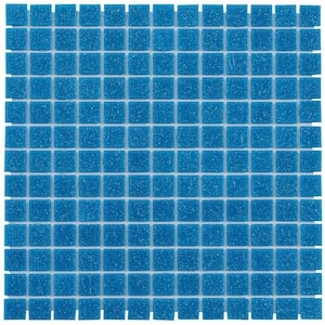 Apollo Tile Skosh 4 in. x 6 in. Glossy Azure Blue Glass Mosaic Uniform ...