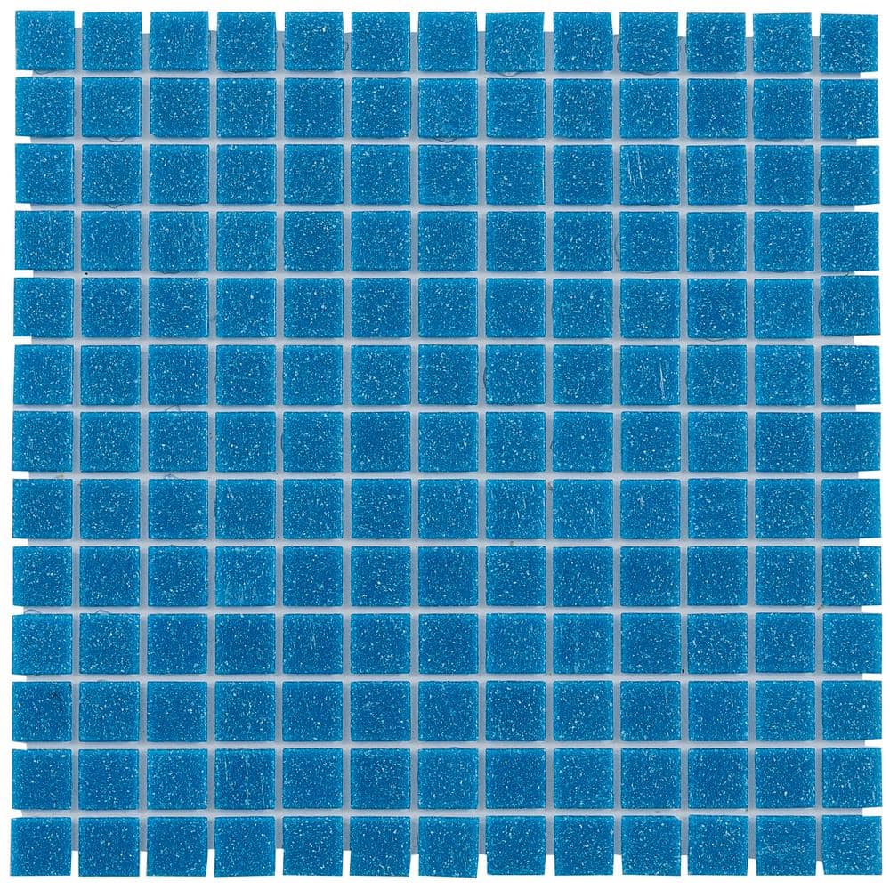 Apollo Tile Dune Glossy Azure Blue 12 in. x 12 in. Glass Mosaic Wall ...