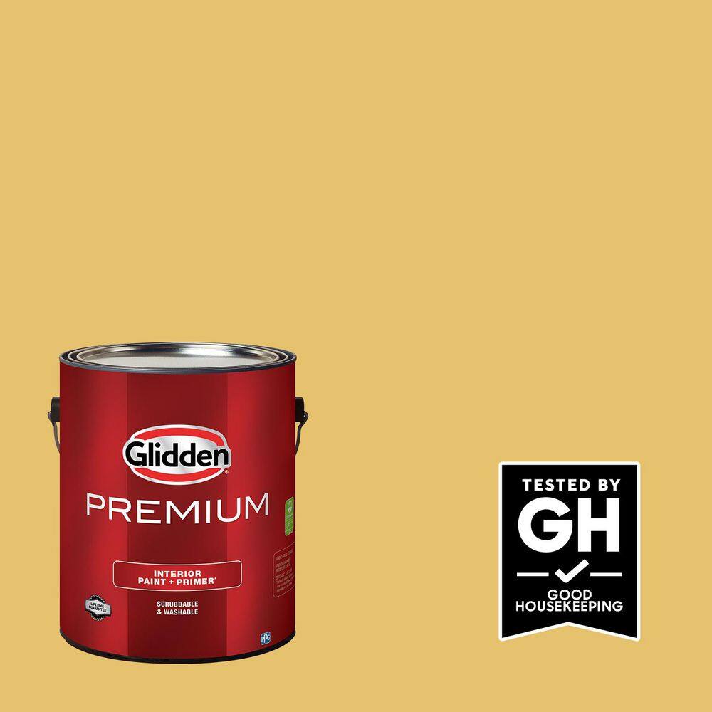 Glidden Premium 1 gal. PPG1106-4 Turner's Yellow Semi-Gloss Interior ...