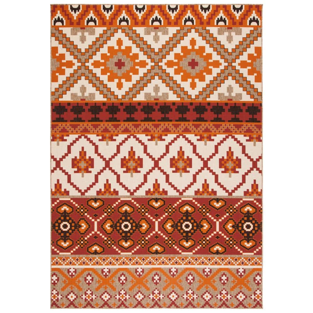 SAFAVIEH Veranda Red/Beige 5 ft. x 8 ft. Floral Indoor/Outdoor Patio ...
