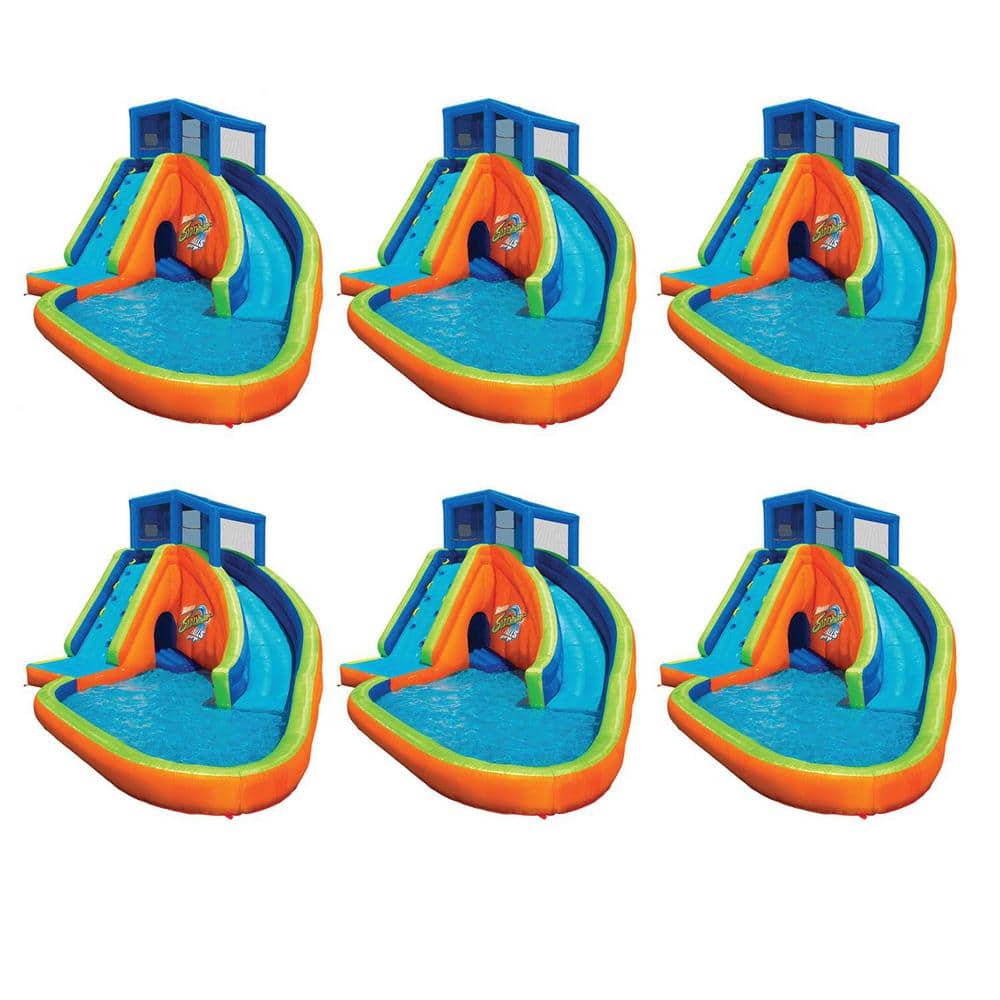 BANZAI Multi-color Sidewinder Falls Inflatable Kiddie Pool with Slides and Cannons (6-Pack) 6 x ...