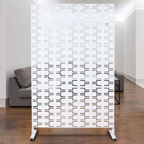 Coporesell 76 in. x 48 in. Freestanding Decorative Privacy Screen White ...