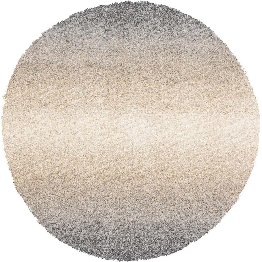 Unique Loom Hygge Shag Gradient Gray 5 ft. x 5 ft. Round Rug 3143989 ...