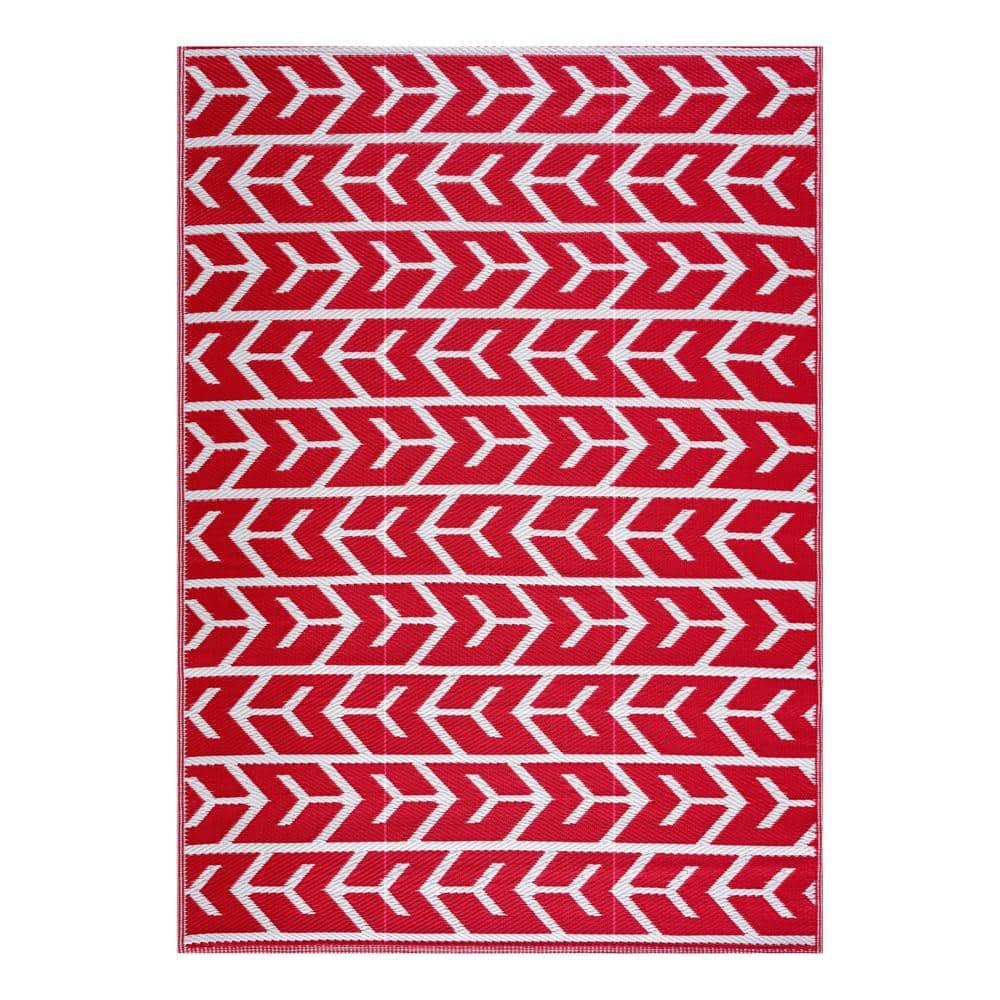 PLAYA RUG Amsterdam Red and White 10 ft. x 14 ft. Folded Reversible ...