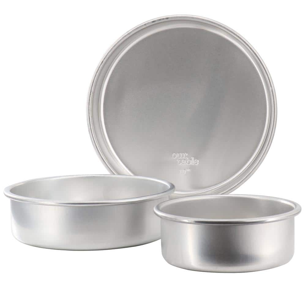 OUR TABLE 3 Piece Round Aluminum Cake Pan Set in Silver 985120546M ...