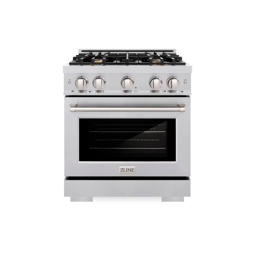 ZLINE Kitchen and Bath Select 30 in. 4-Burner Gas Range with Gas ...