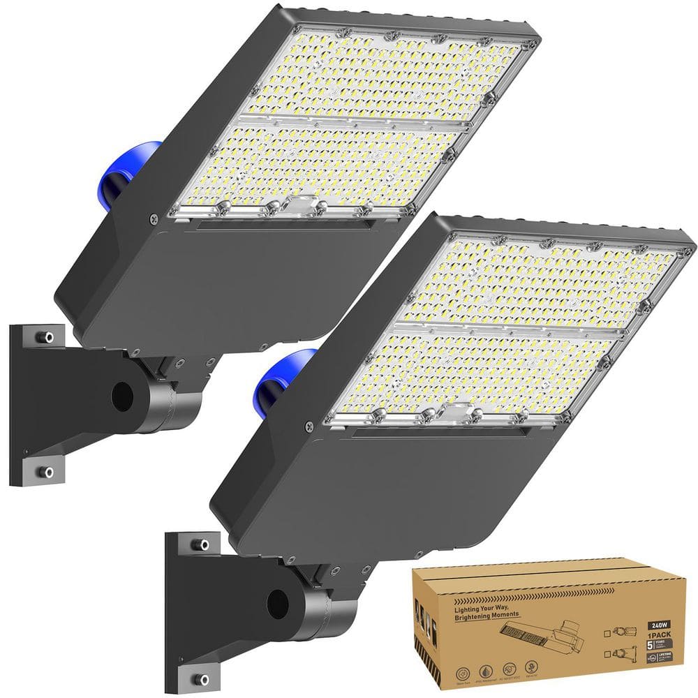 Adewalk 240-Watt Equivalent Integrated LED Black Parking Lot Area Light ...