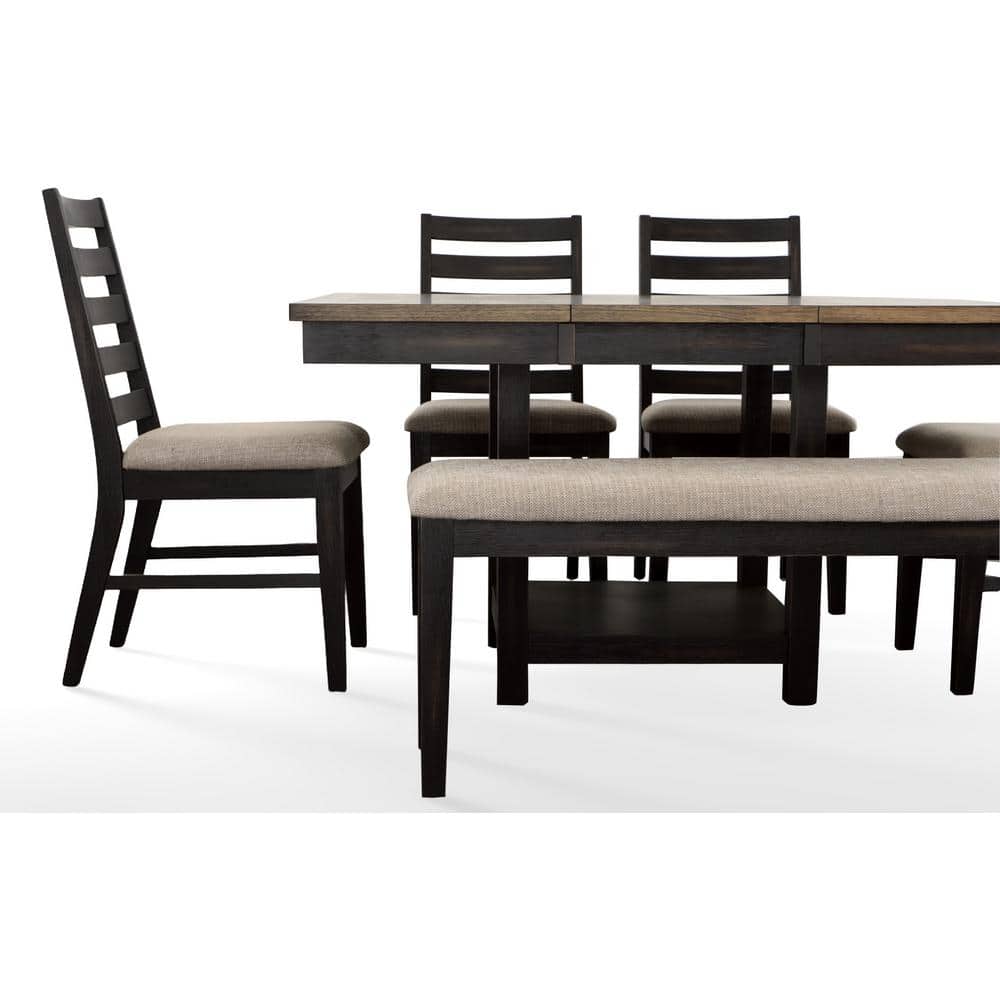 Steve Silver Harington 6-Piece Brown Wood Top Dining Set with Bench ...