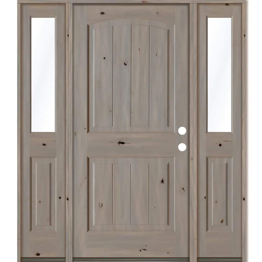 Krosswood Doors 58 in. x 80 in. Rustic Knotty Alder 2-Panel Left-Hand ...