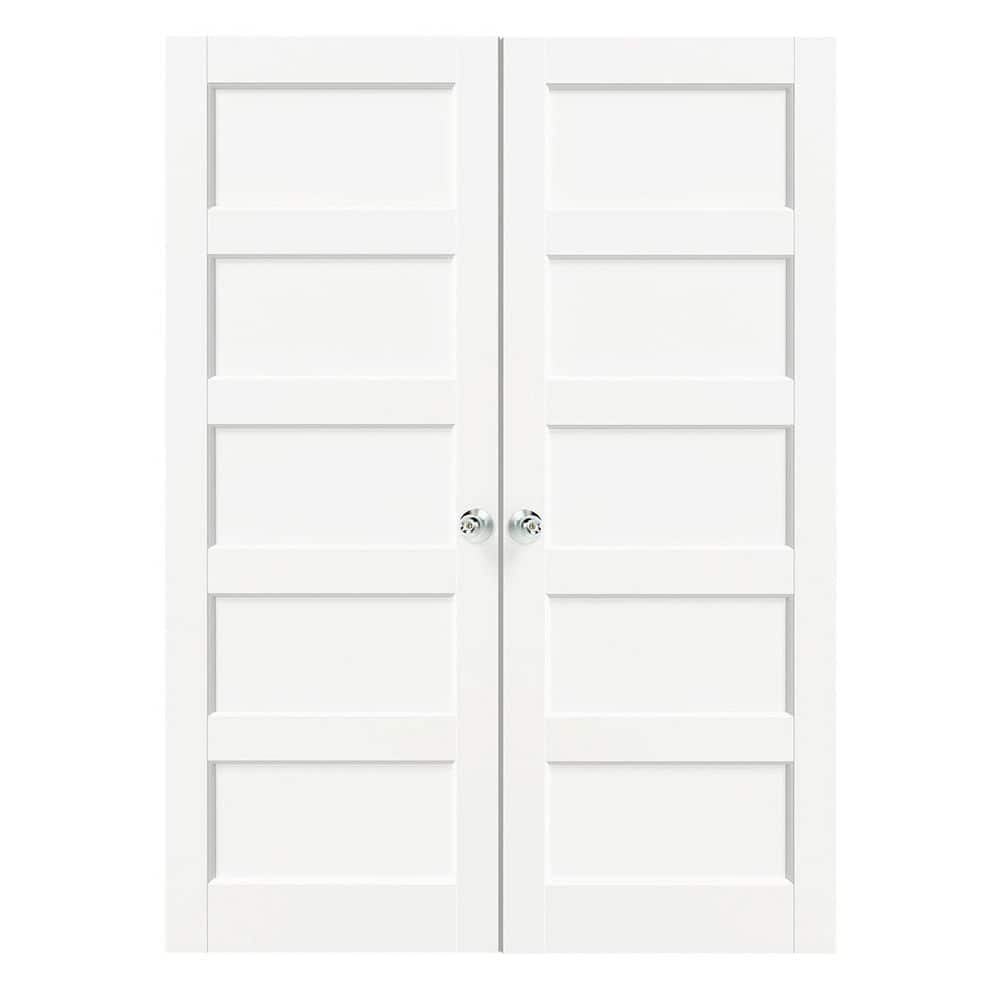 TENONER 60 in. x 80 in. MDF, Composite, Pre-assembled, Primed, White, 5 ...