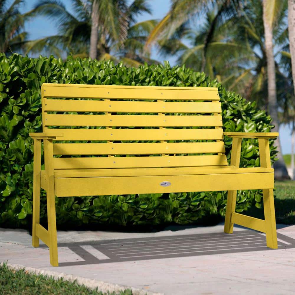 Highwood Riverside 4 ft. 2-Person Sunbeam Yellow Recycled Plastic ...