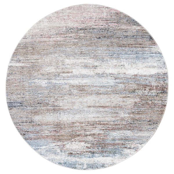 SAFAVIEH Jasmine 5 ft. x 5 ft. Gray/Blue Distressed Marble Round Area ...