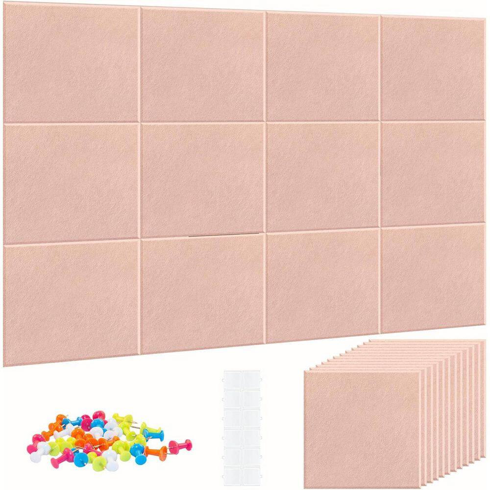Wall Safe Large Cork Board Alternative - 12 Pack Felt Wall Tiles With ...