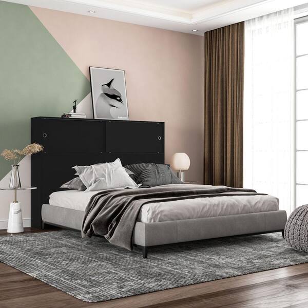 Polifurniture Victoria Black Queen Size Storage Headboard 402301890002