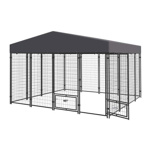 Sweecci 10 ft. x 14 ft. Large Dog Kennel Outdoor Dog Enclosure with ...
