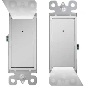 Vrbgify 1-Way 15A Light On-Off-On Push Button Light Switch in White ...