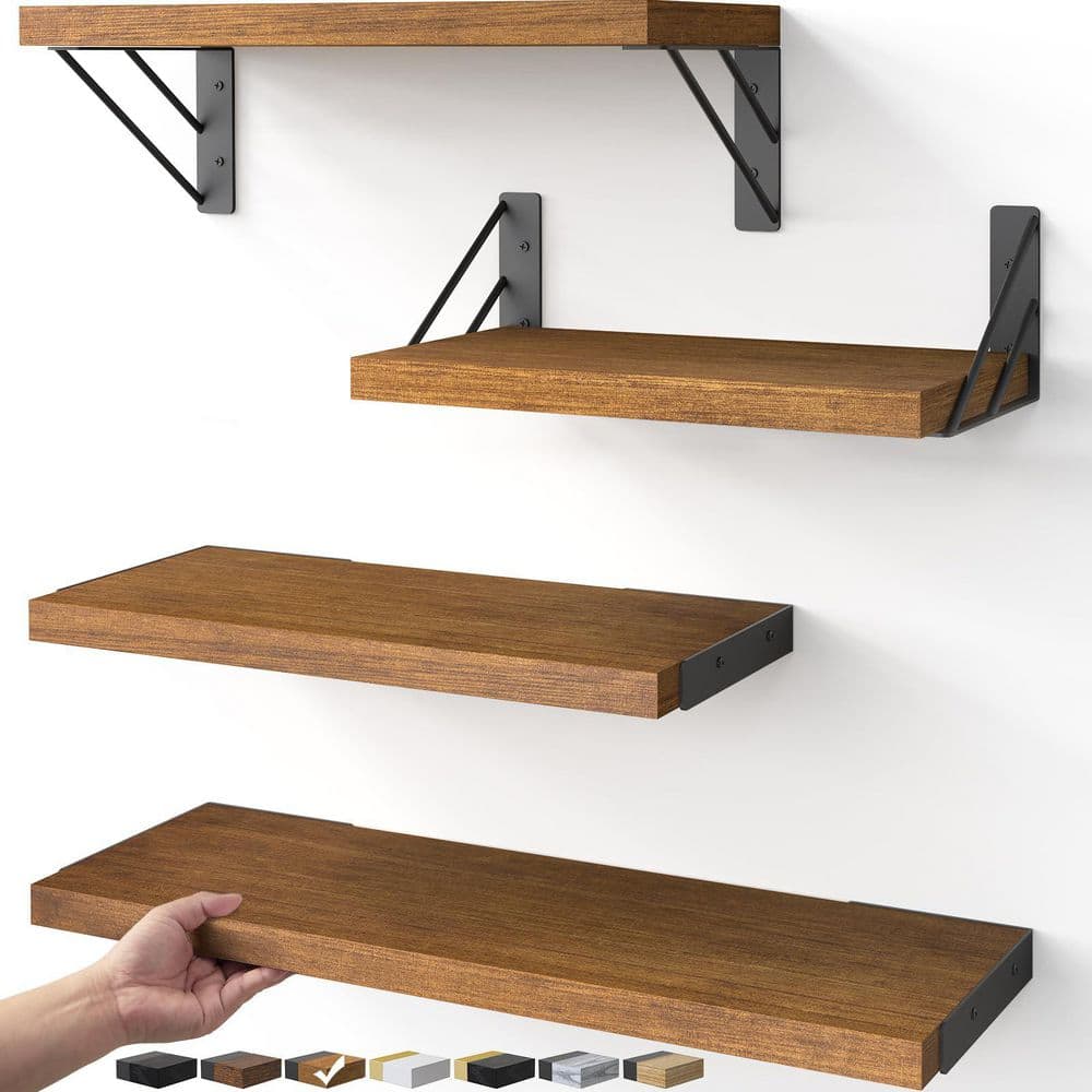 PALEO HOME LLC 17 in W x 6 in D Walnut Decorative Wall Shelf for ...