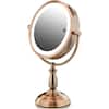 OVENTE 15.79 in. H X 5.51 in. W, Small Copper Lighted Tilting Makeup ...