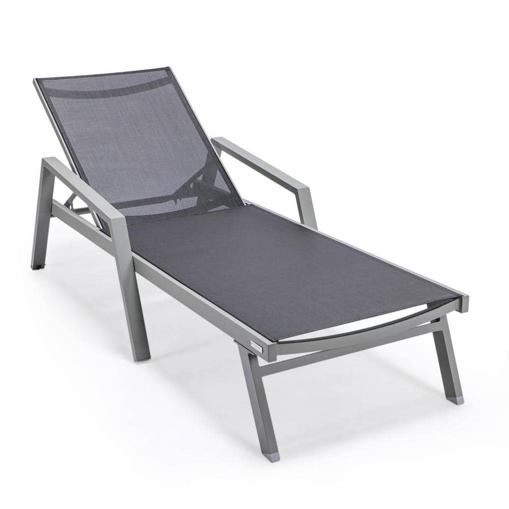 Leisuremod Marlin Modern Grey Aluminum Outdoor Chaise Lounge Chair With ...